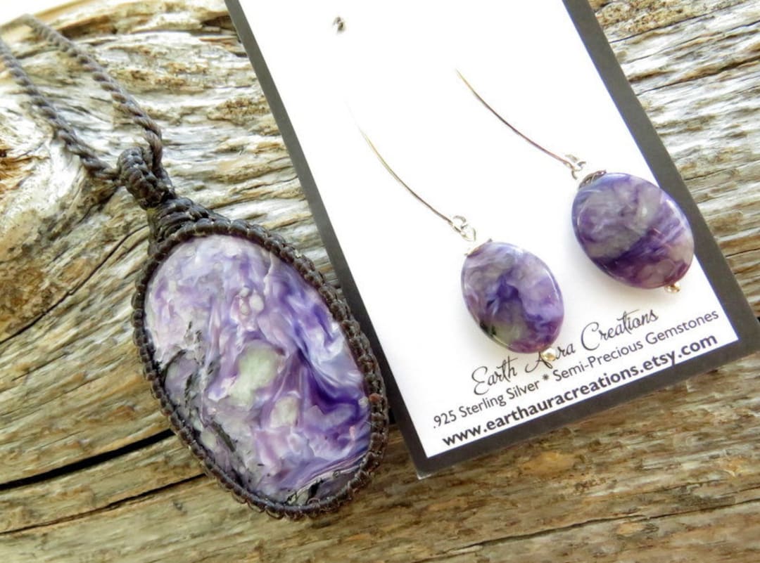 Charoite Jewelry Set, Necklace and Earring Set, Charoite Stone Meaning ...
