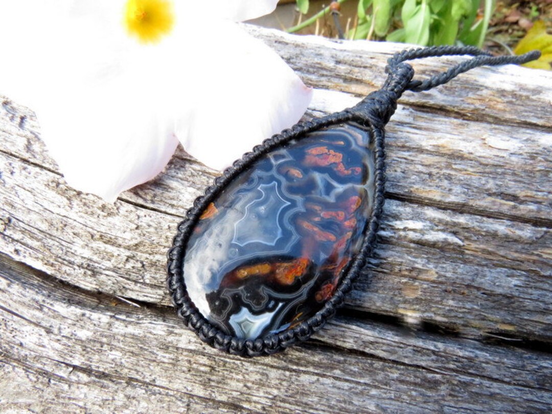 Mother Gift, Pseudomorph Agate Macrame Necklace, Agate Jewelry, Rare ...
