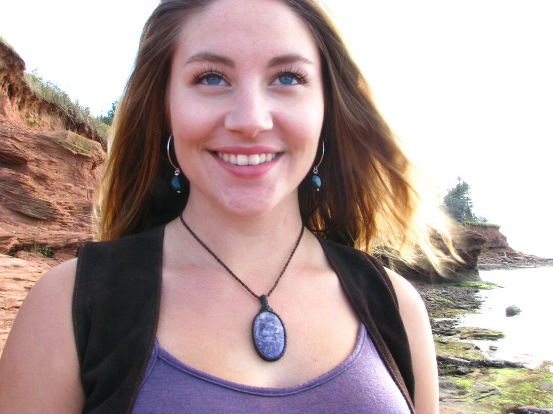 Purple Charoite Macrame Necklace , for the Jewelry Lover, Charoite Jewelry, for the Boho Beauty ...