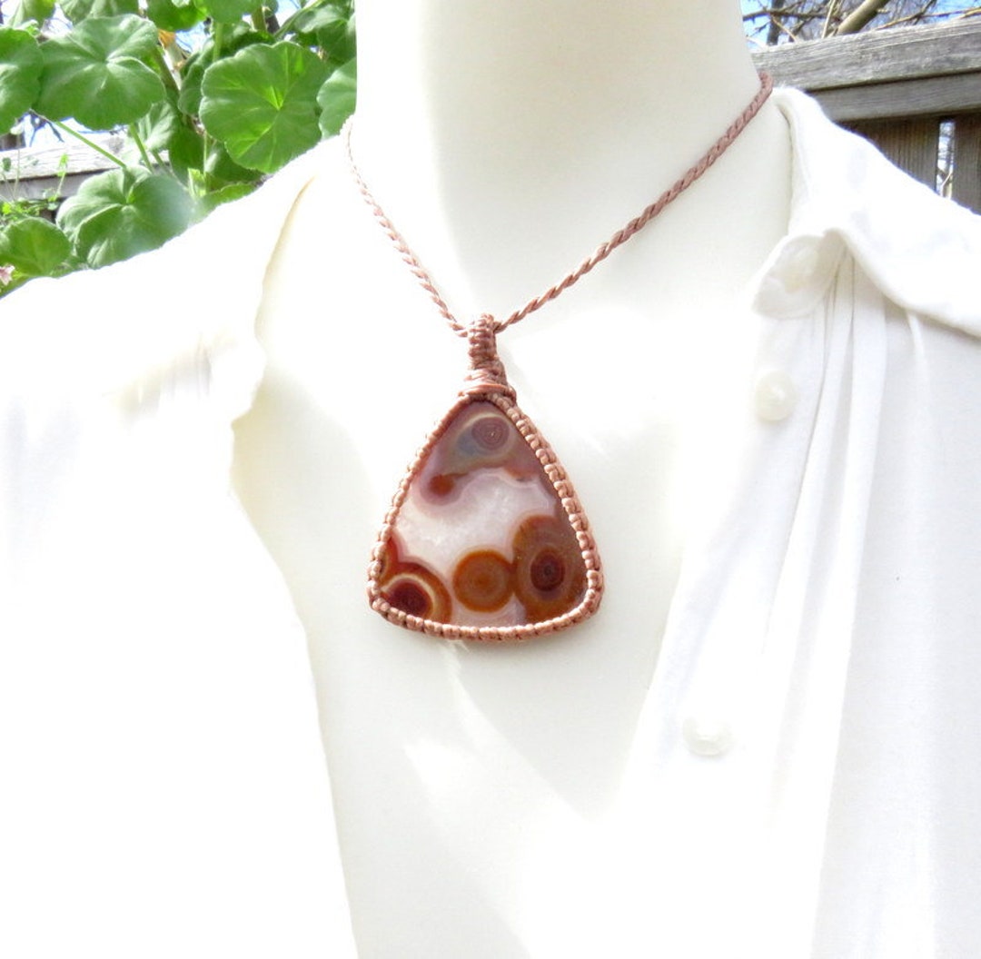 Mother's Day Gift, Rare Pseudomorph Agate Macrame Necklace, Agate ...