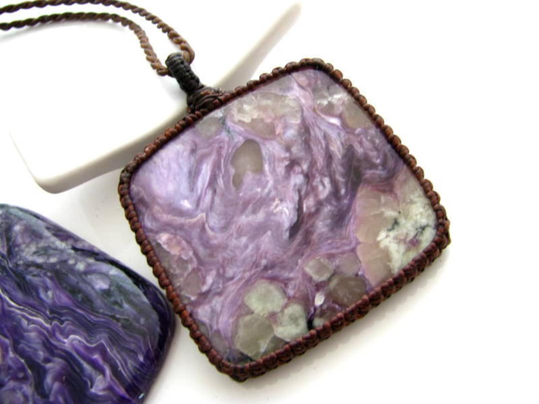 Charoit Kette, Charoit Schmuck, Kristall Halskette, Makramee Kette ...