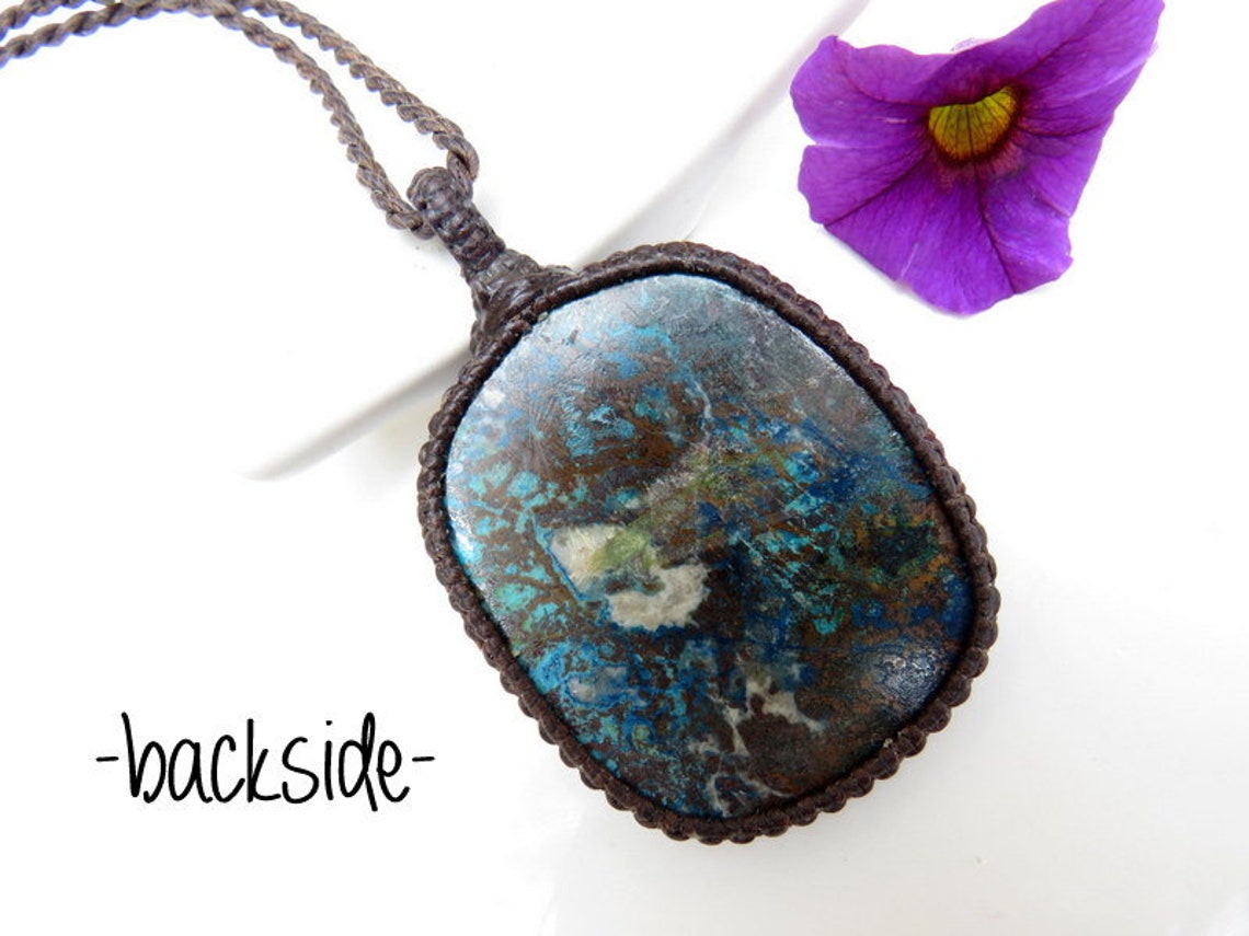 Azurite Gemstone Macrame Necklace, Azurite Jewelry, Gemstone Jewelry ...
