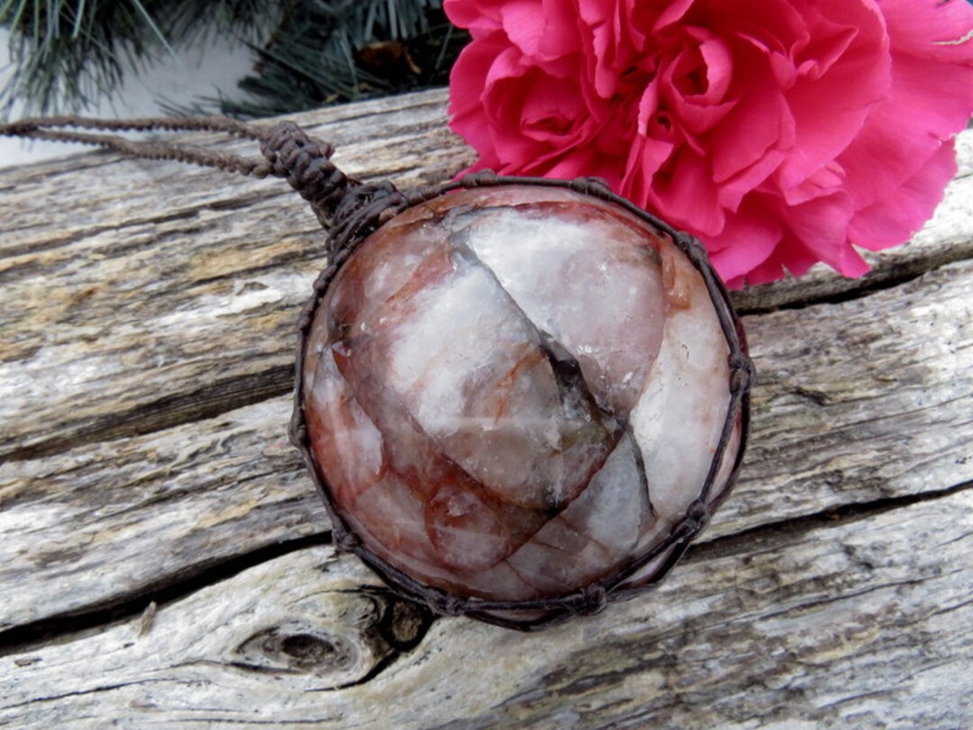Red Fire Quartz Necklace, Red Fire Quartz Pendant, Hematoid Quartz ...