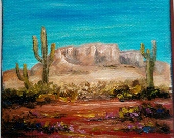 Desert oil painting | Etsy