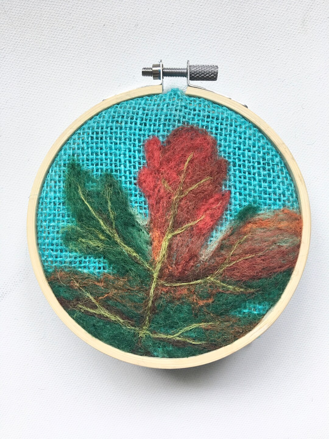 Needle Felted Fall Leaf, 4" Hoop - Etsy