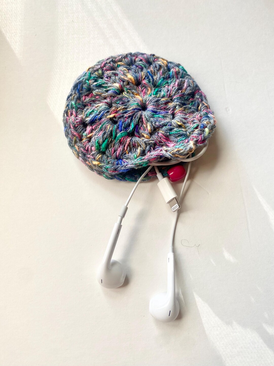 Multicolor Crochet Earphone Holder With Wood Bead - Made to Order - Etsy