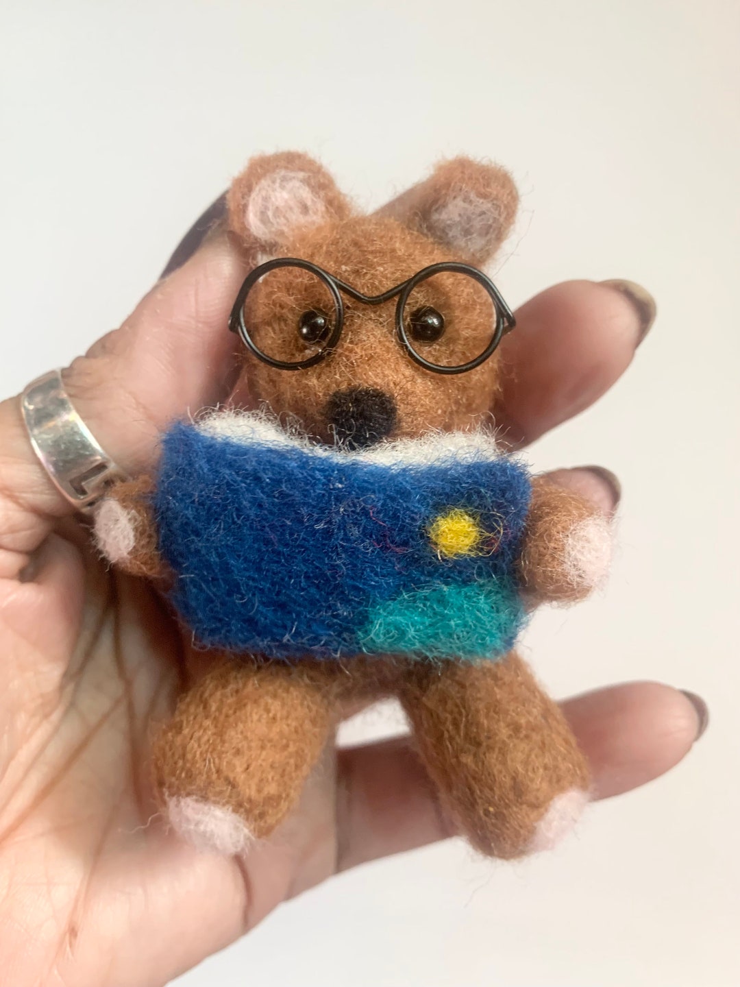 Needle Felted Bookworm Bear MADE TO ORDER - Etsy