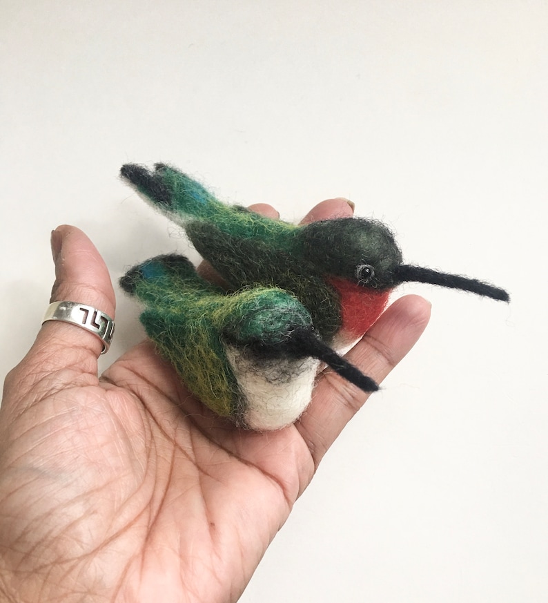 1 Needle Felted Ruby Throated Hummingbird, Male or Female, Legs ...