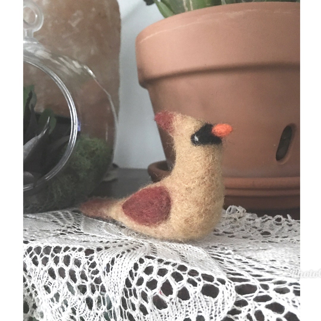 Needle Felted Female Cardinal MADE TO ORDER - Etsy