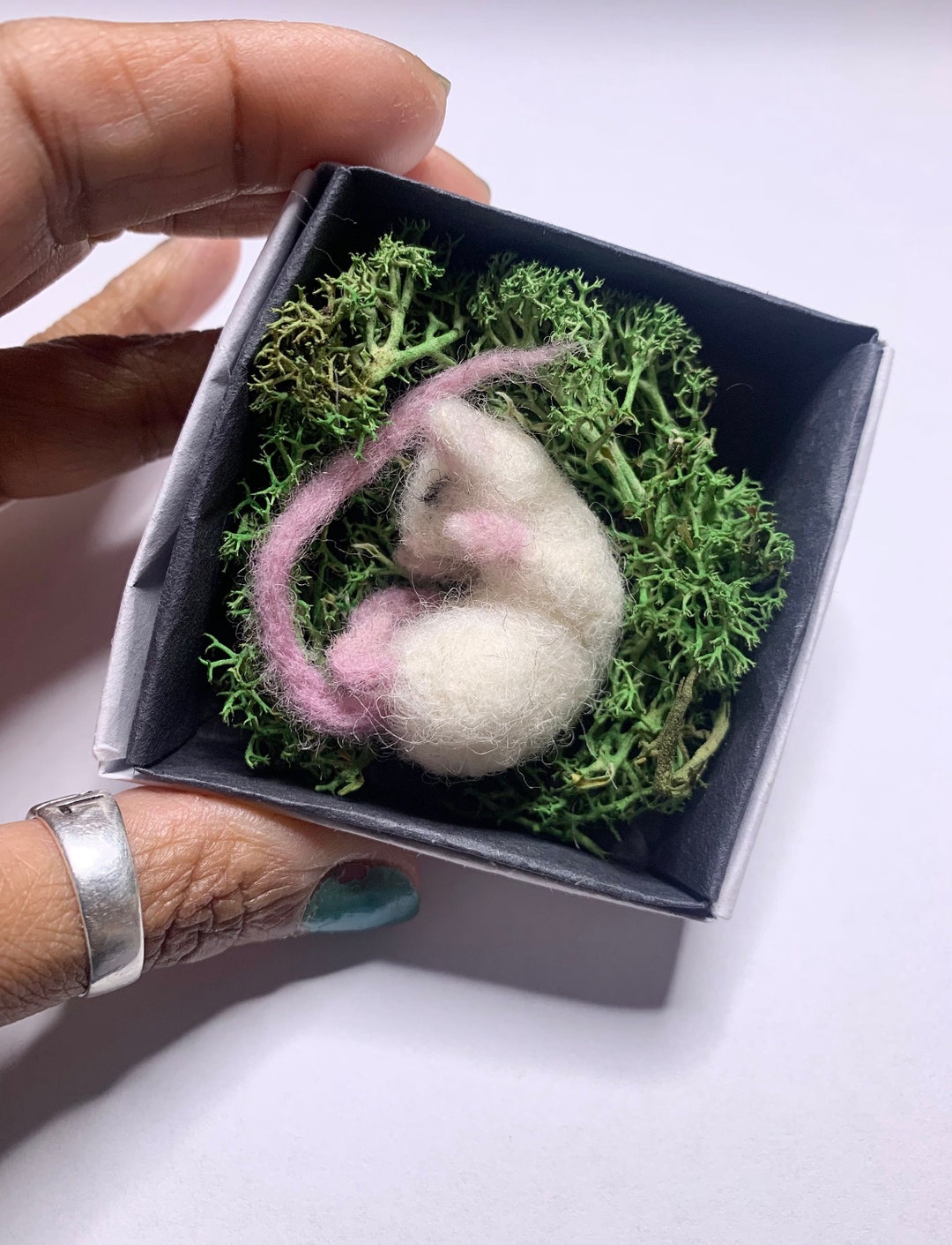 1 Needle Felted Sleeping Mouse READY TO SHIP - Etsy