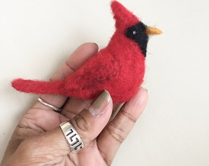 Tiny Cardinal Bird Felted Bird Made to Order Felted Bird Male Cardinal ...