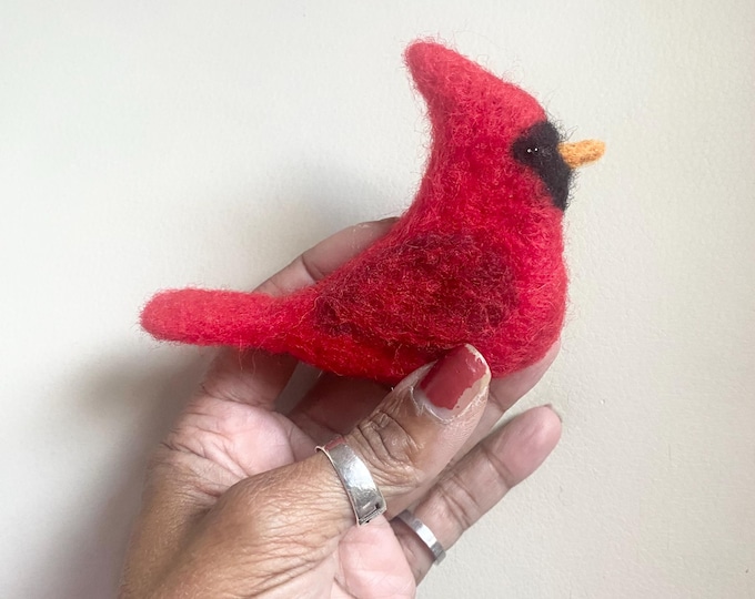 Vintage Felt Red Cardinal Birds Sequins and Beads Christmas Ornament ...