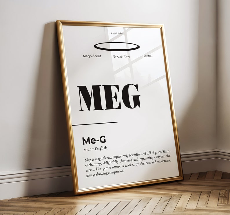 Meg Name, Definition Poster, Meaning Print, Single Dictionary Wall Art ...