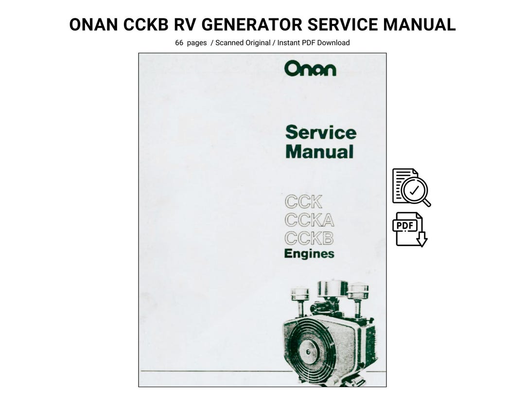 Onan CCKB RV Generator Service Manual PDF for Repair - Etsy