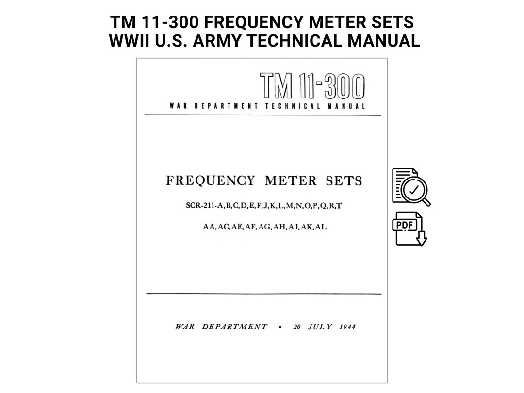 TM 11-300 WWII Frequency Meter Sets Scr-211 Technical Manual PDF - Etsy