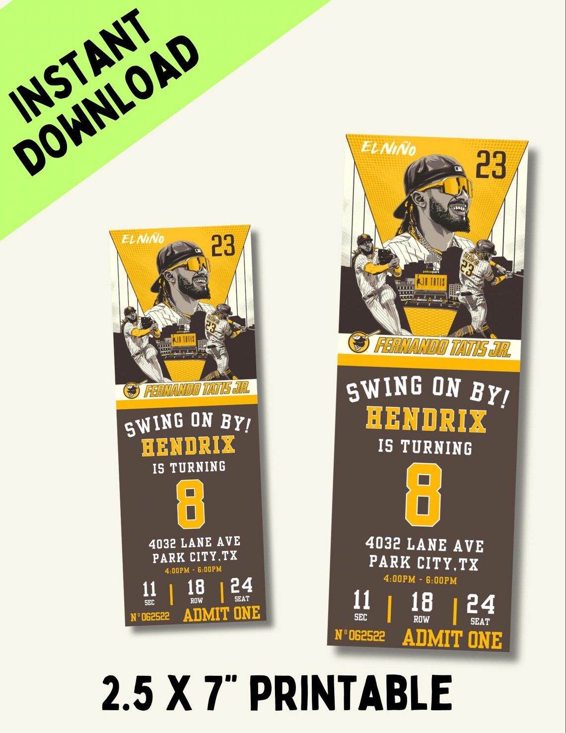 San Diego Padres Ticket Style Birthday Invitation Template - Etsy