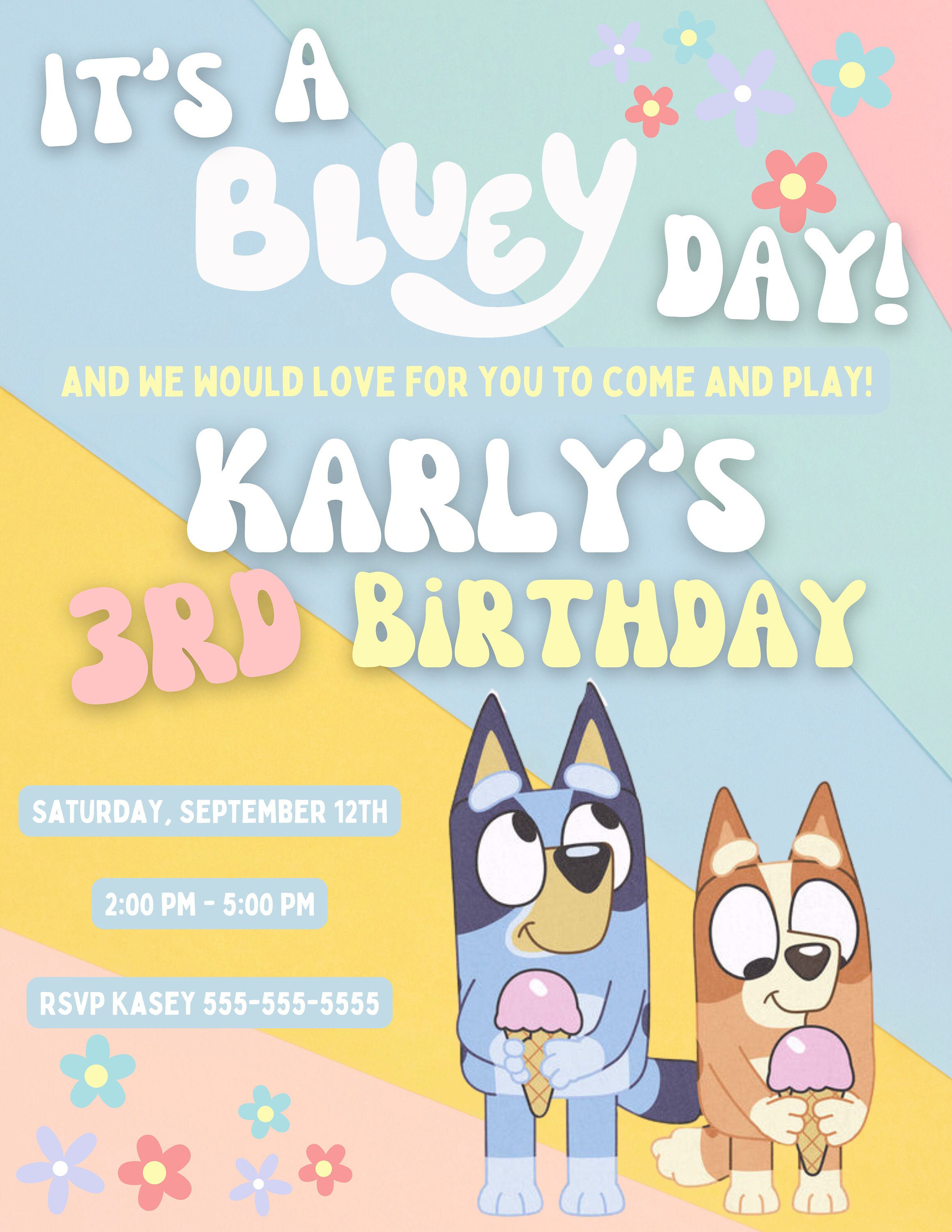 Bluey Day Canva Customizable Invitation - Etsy