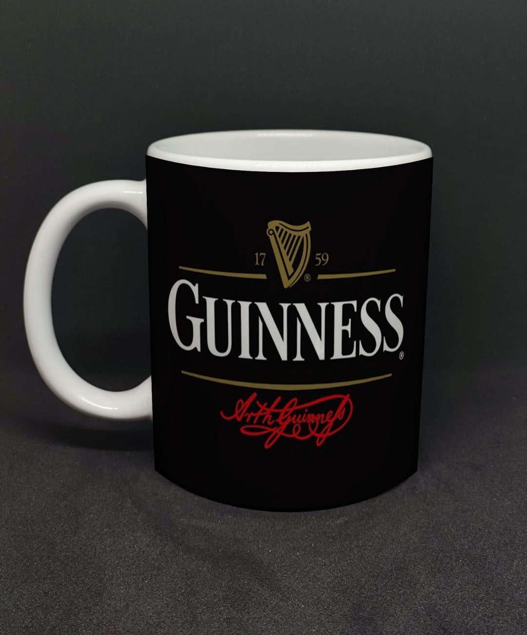 Guinness Mug Featuring Logo and Classic Advertisements, Sublimation ...