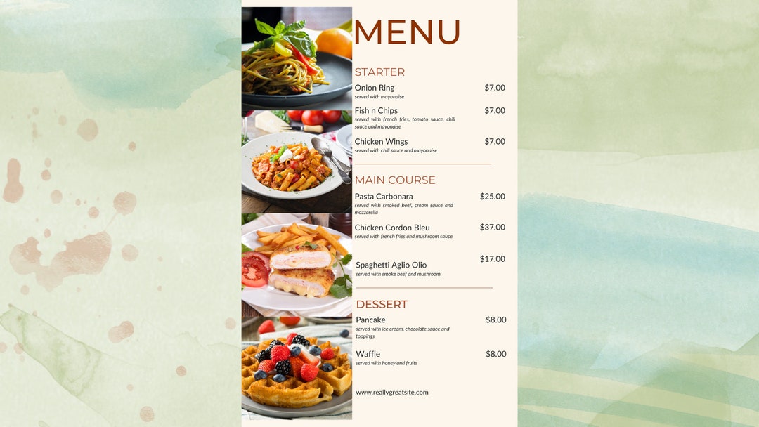 3 Professional Modern Food Menu Template (CANVA) - Etsy