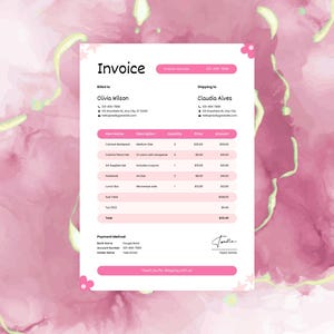 3 Cute Pink Invoice Template CANVA - Etsy