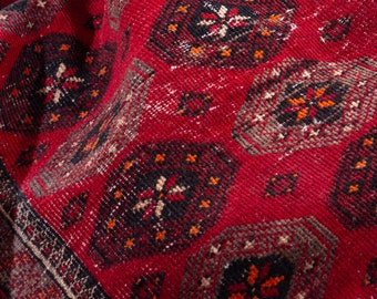 4x9 Vintage Rug, Red Turkish Rug, 4x9 Handmade Oushak Rug, Bedroom Rug ...