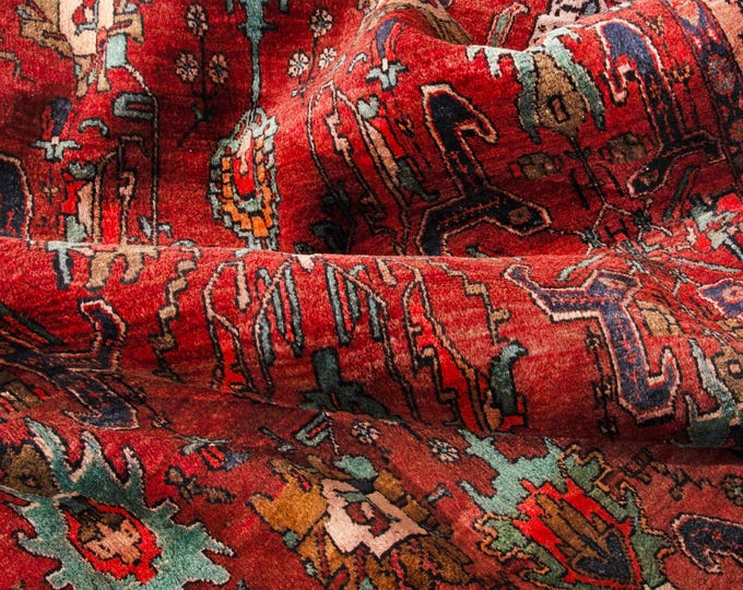 5x7 Vintage Rug, Red Turkish Rug, 5x7 Handmade Oushak Rug, Bedroom Rug ...