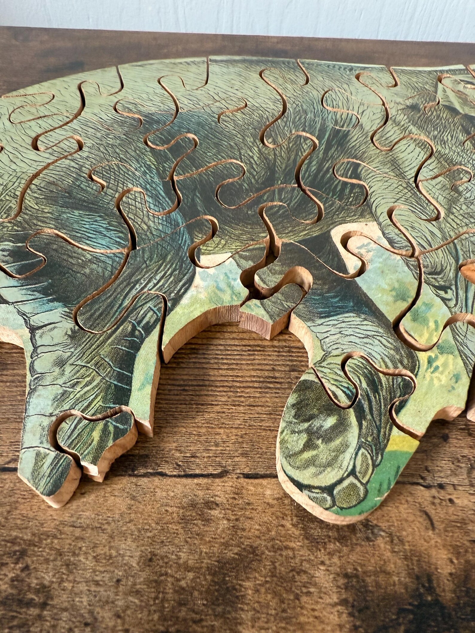Vintage Wooden Jigsaw Puzzle, Elephant 1980s - Etsy