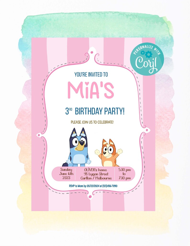 Bluey Birthday Invitation, Printable Bluey Invitation, Digital Bluey ...