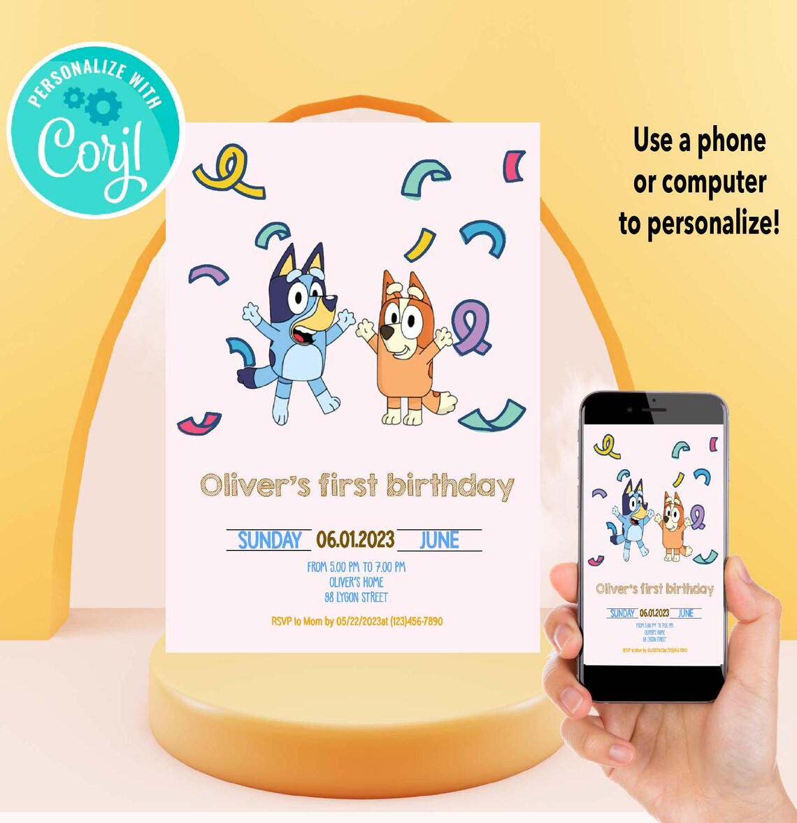 Girl Bluey Birthday Invitation, Printable Bluey Invitation, Digital ...
