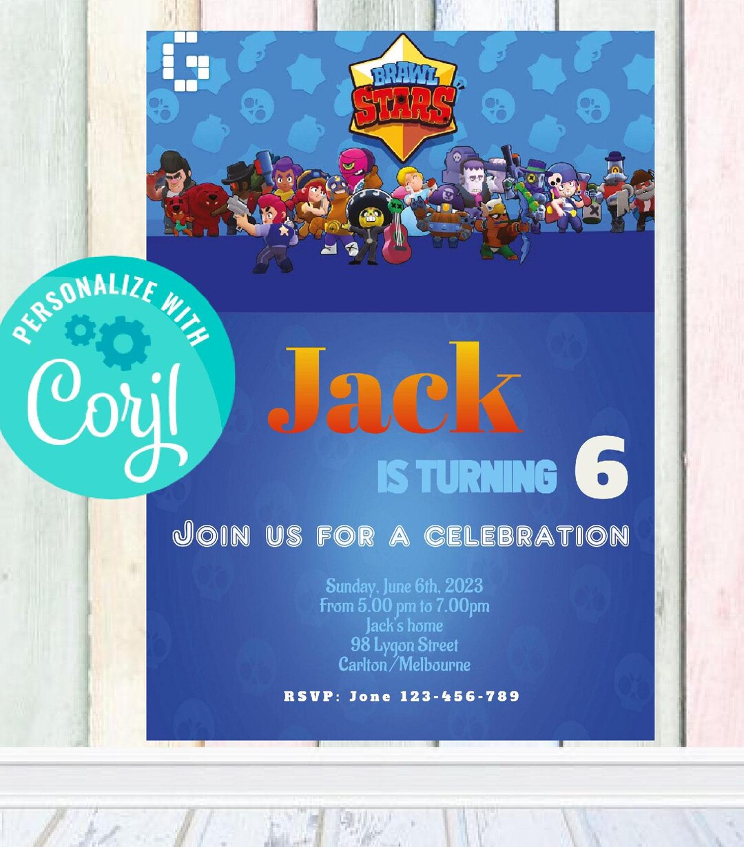 Brawl Stars Birthday Invitation, EDITABLE, Brawl Stars Invitation ...