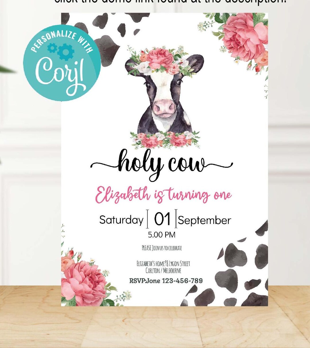 Holy Cow Invitation, Holy Cow Birthday Invitation Template, Holy Cow ...