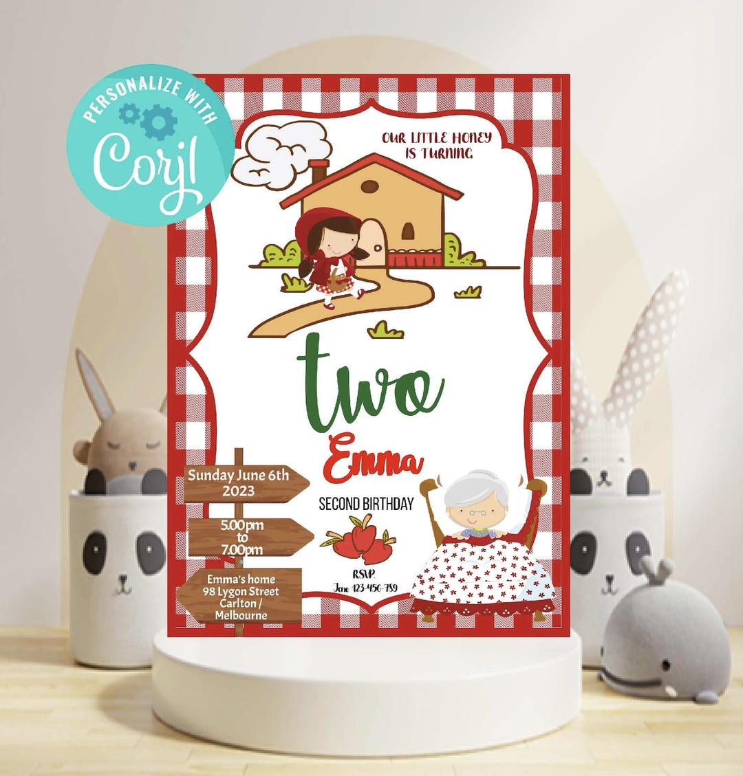 Little Red Riding Hood Invitation, Little Red Riding Hood, Birthday ...