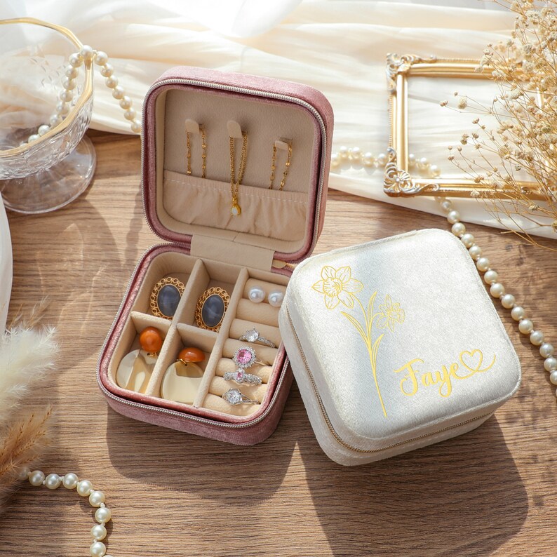 Birth Month Flower Gift for Girl Friends, Jewelry Box With Own Design ...