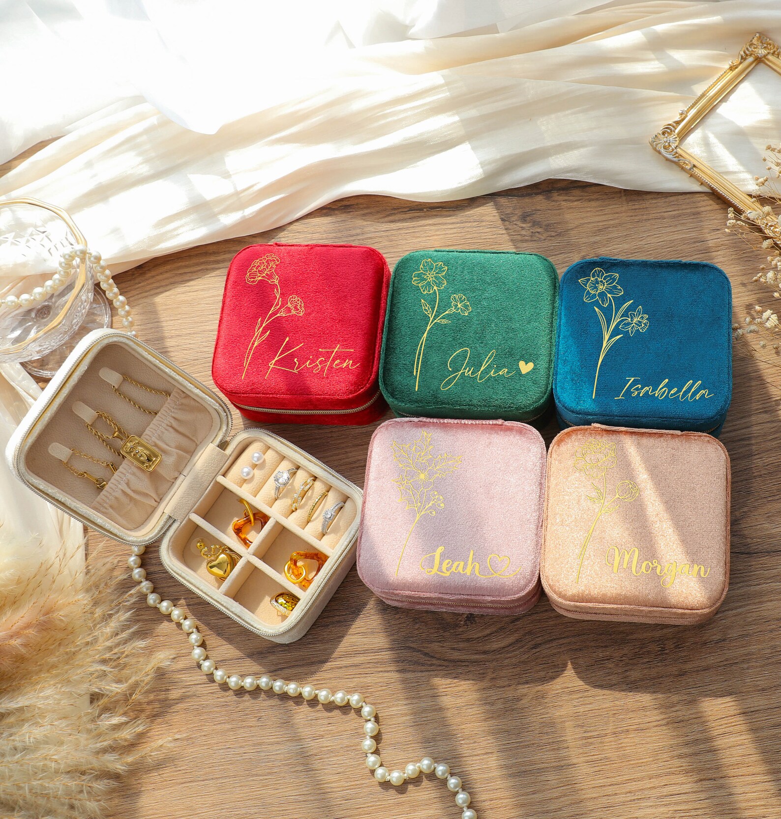 Birth Month Flower Gift for Girl Friends, Jewelry Box With Own Design ...