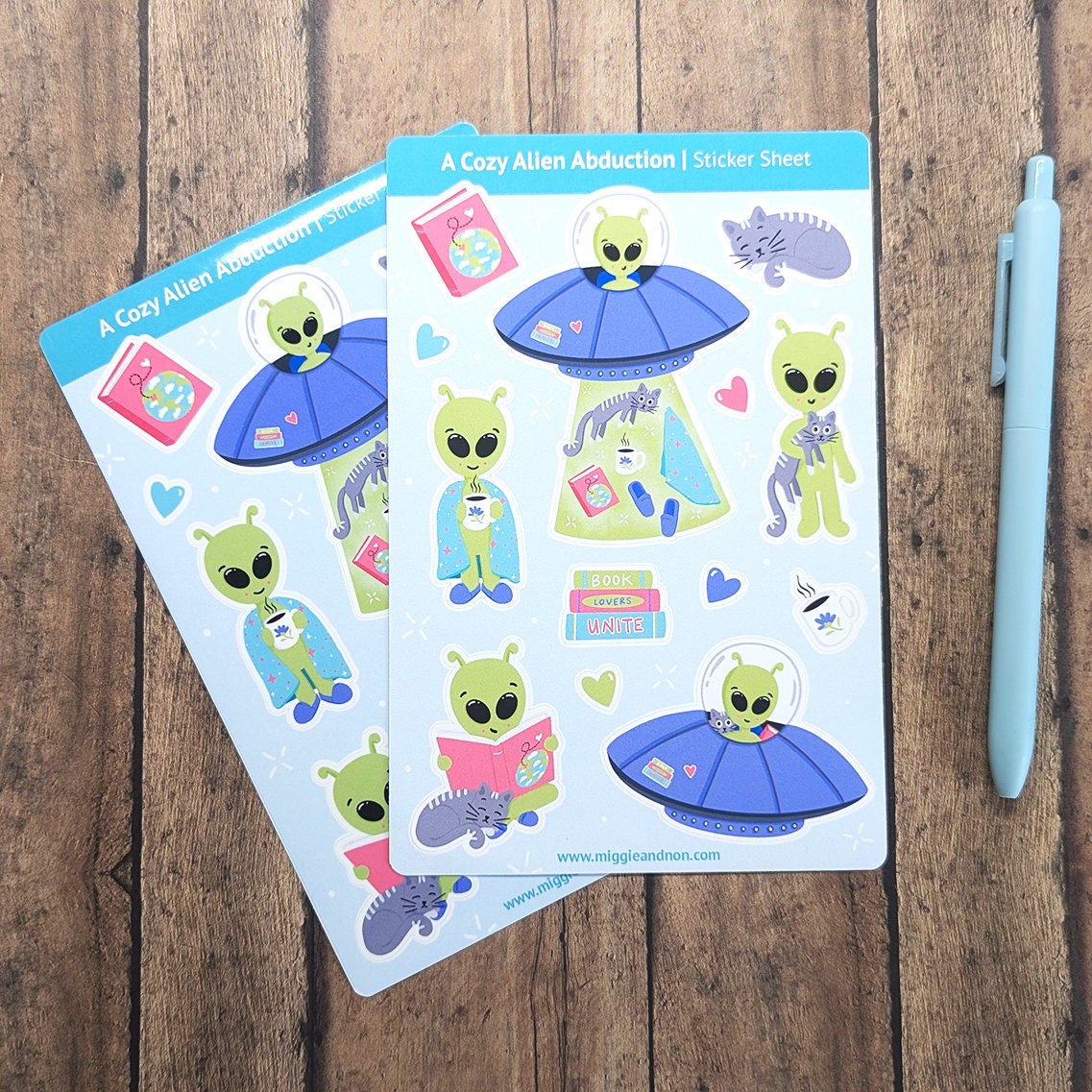 A Cozy Alien Abduction Matte Vinyl and Laminated Sticker Sheets - Etsy