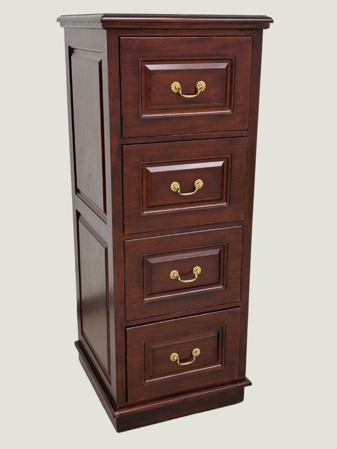 Mahogany Wood Four Drawer File Cabinet Brown Walnut Stain - Etsy