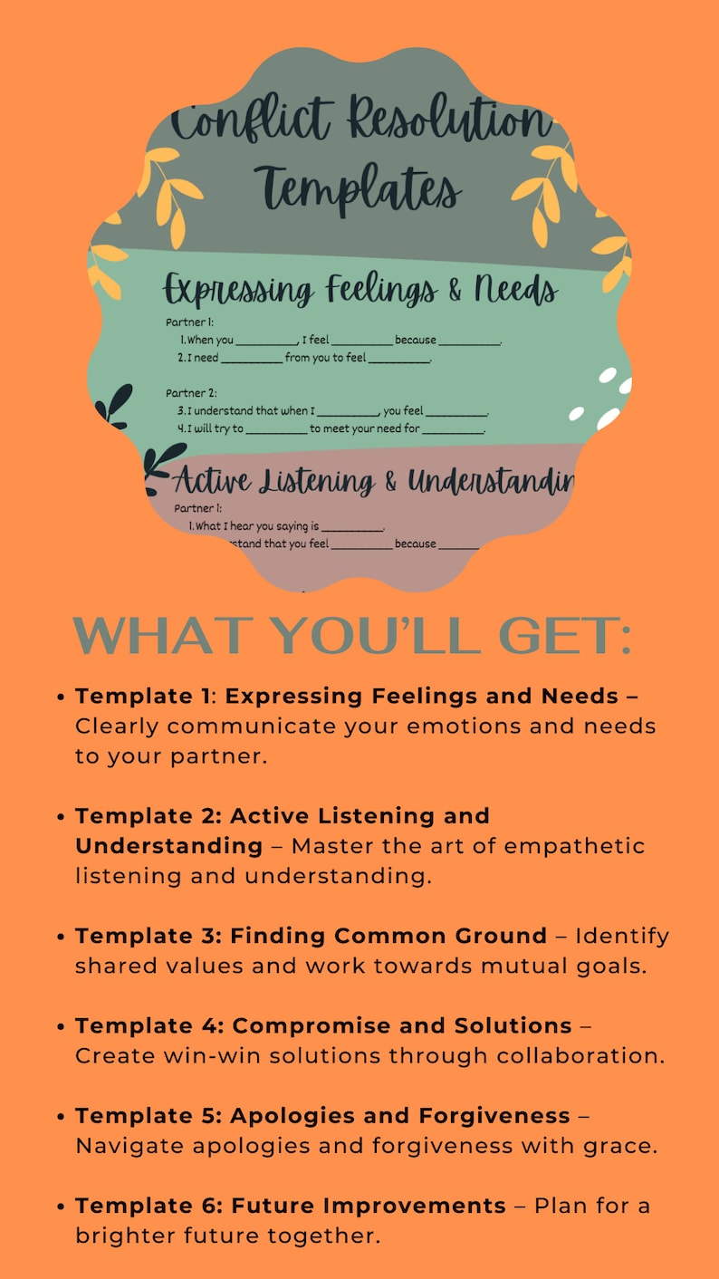 Useful Conflict Resolution Templates Relationship Improvement Guide ...