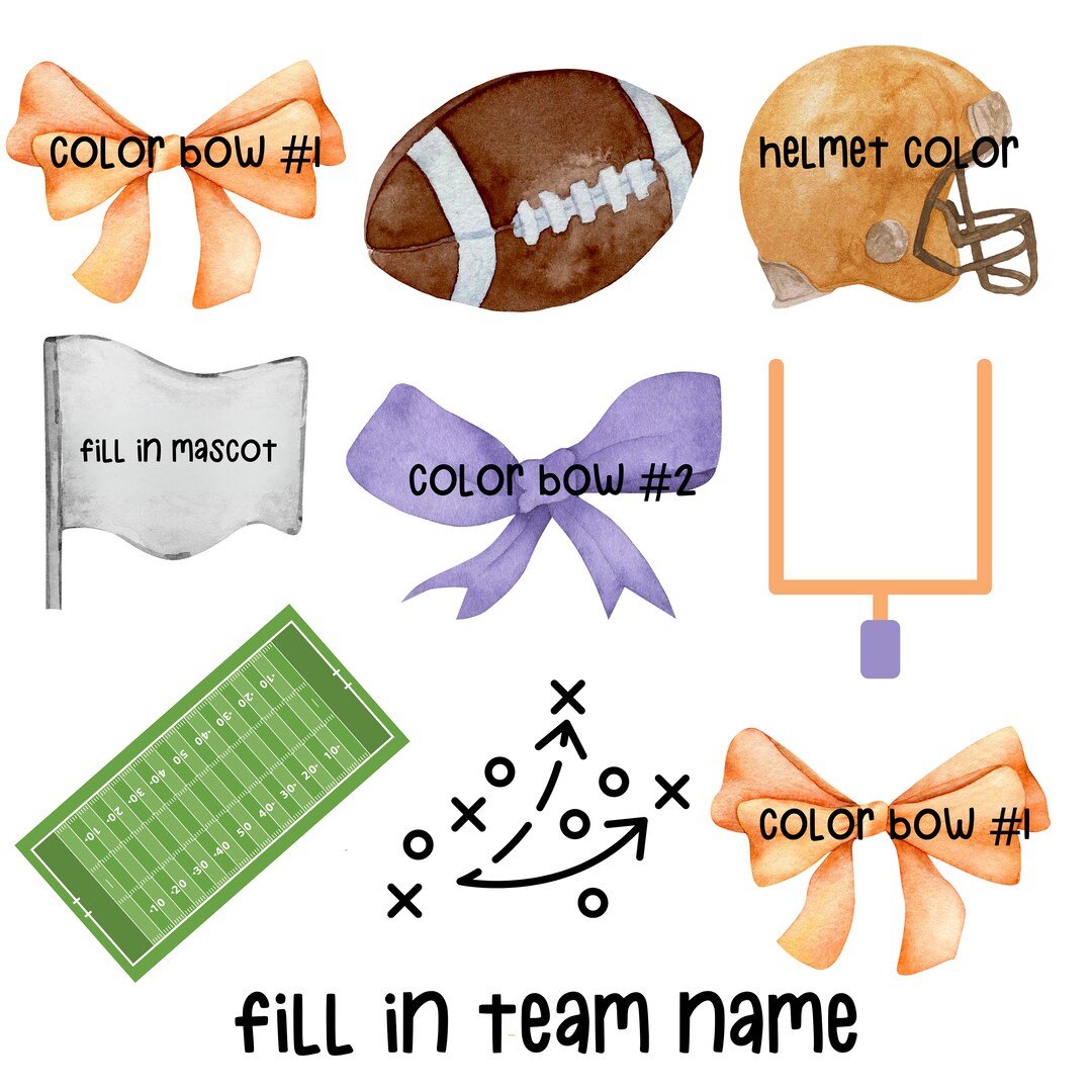 CUSTOM Football With Bows Digital PNG File - Etsy