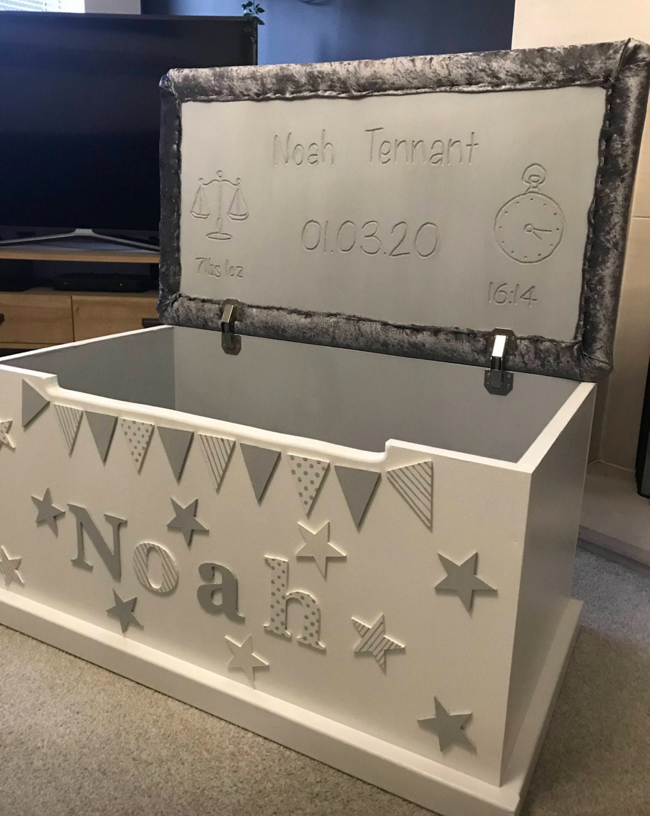 Handmade Bespoke Wooden Personalised Toy Box With Soft Close Hinges and ...