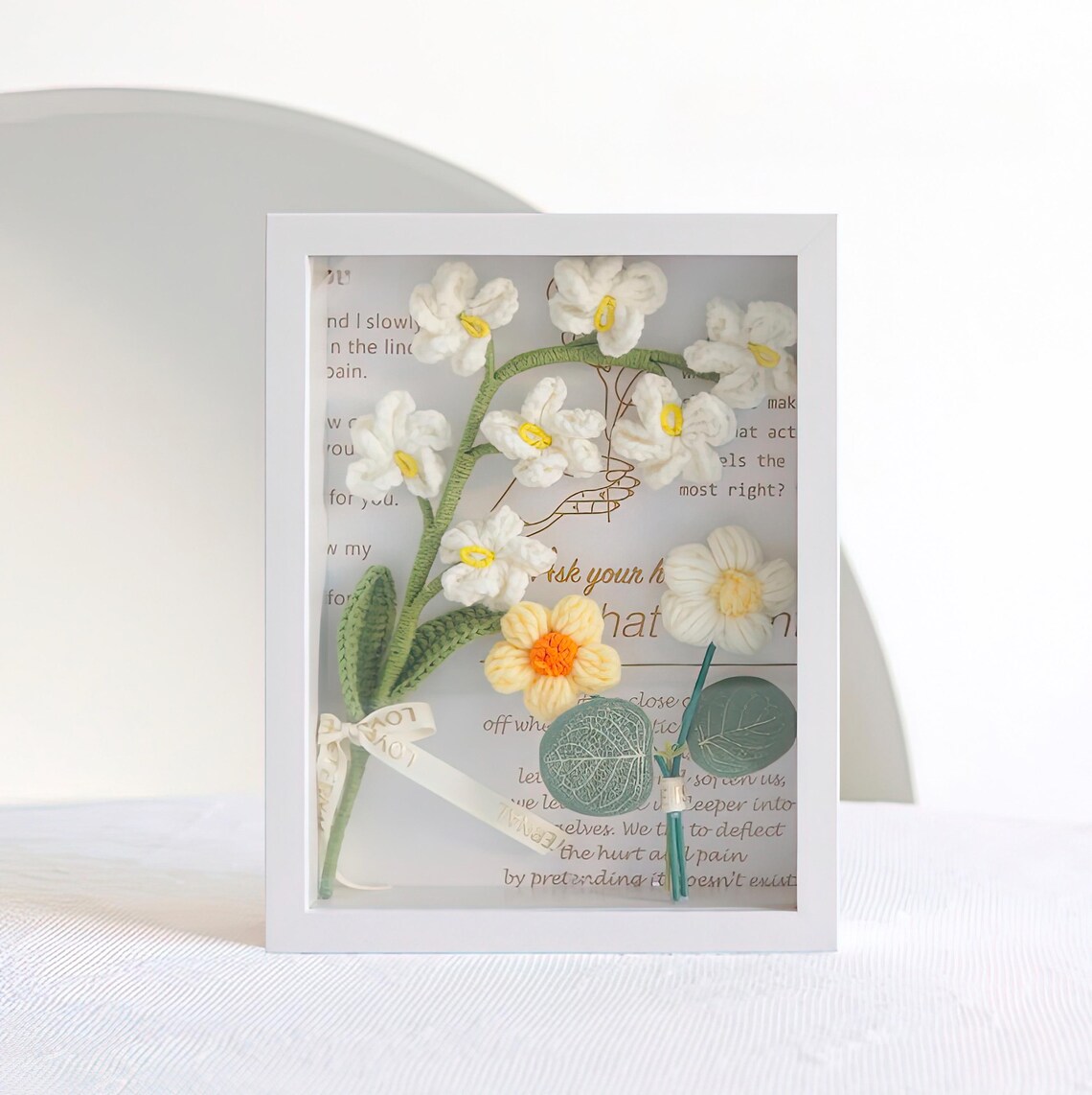 Personalized Crochet Forget-me-not Flower Frame: 3D Bouquet Ornament - Etsy