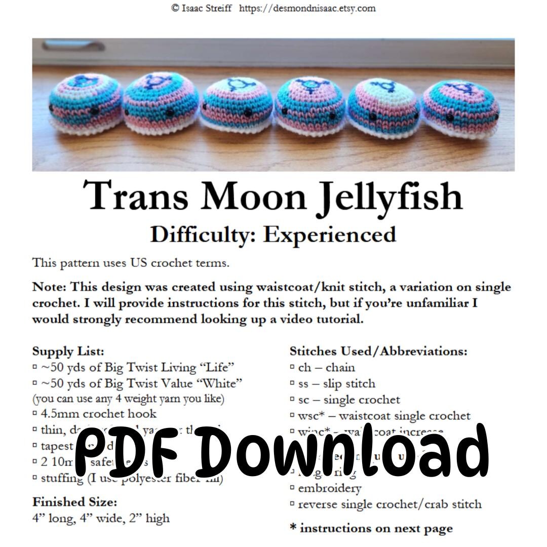Trans Moon Jelly Crochet Pattern, Experienced - Etsy