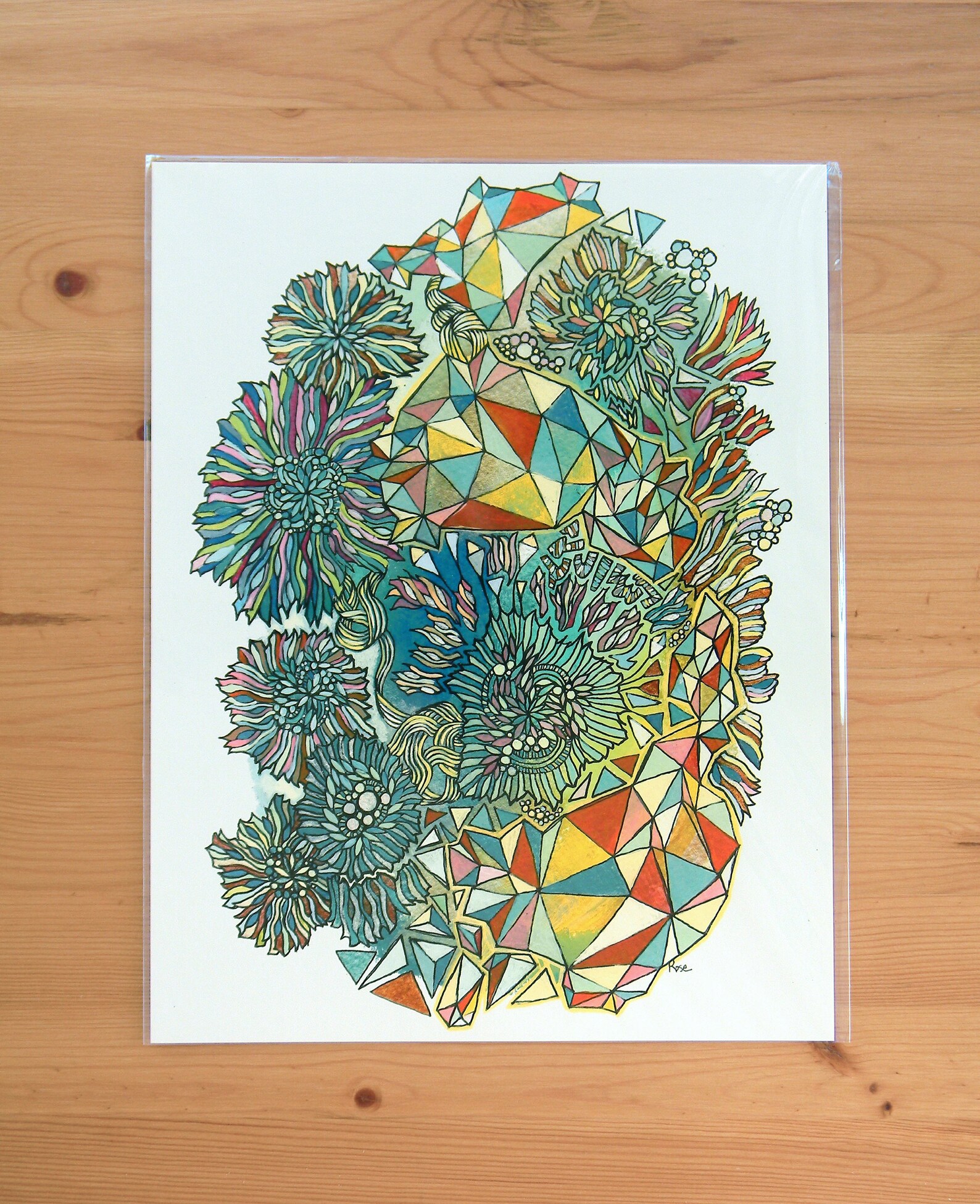 Origami Circus Abstract Geometric Art Print, Colorful Painting ...