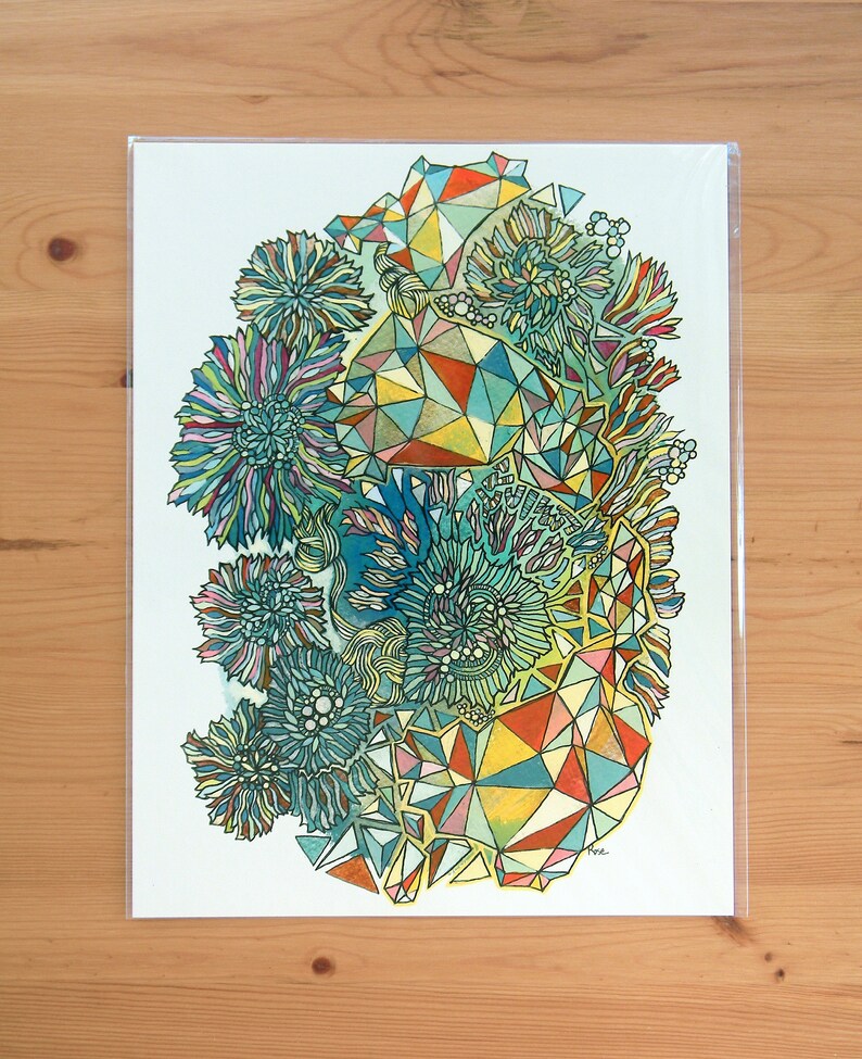 Origami Circus Abstract Geometric Art Print, Colorful Painting ...