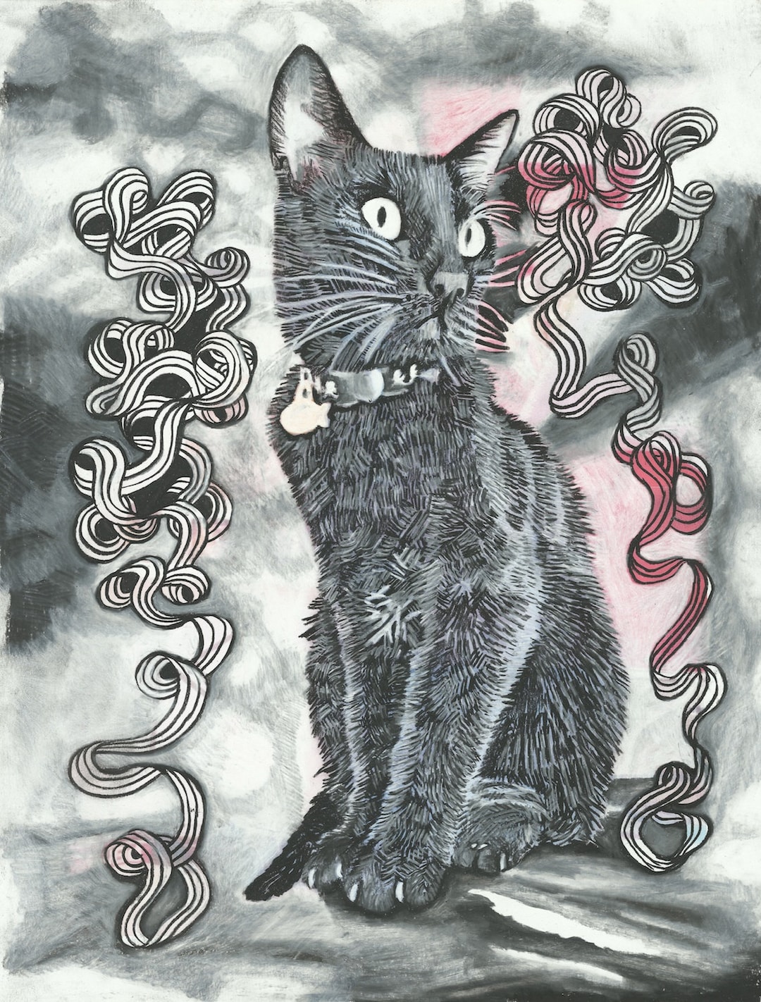 Bruce Cat Art Print, Black Cat Drawing, Black & White Charcoal ...