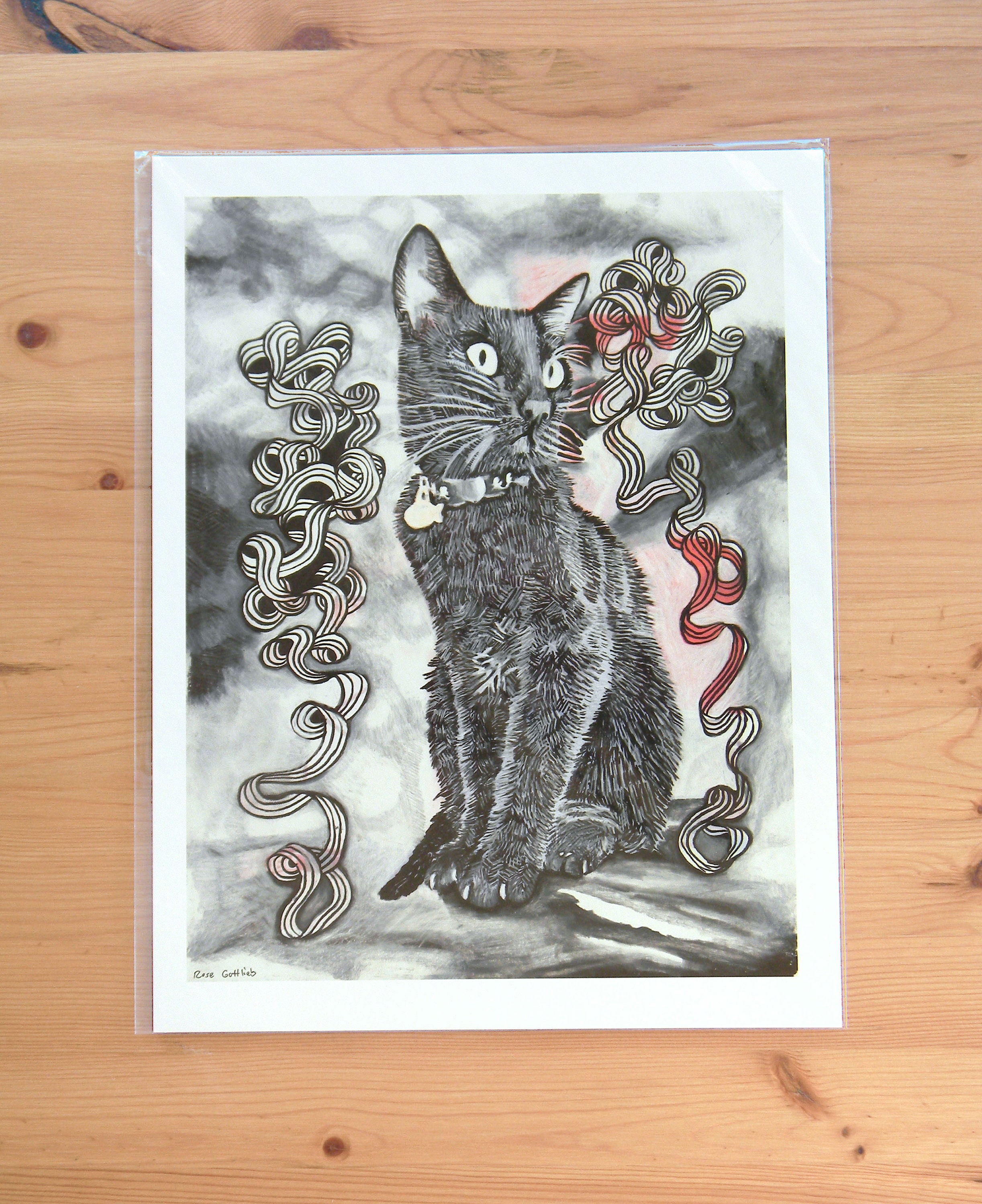 Bruce Cat Art Print Black Cat Drawing Black & White - Etsy