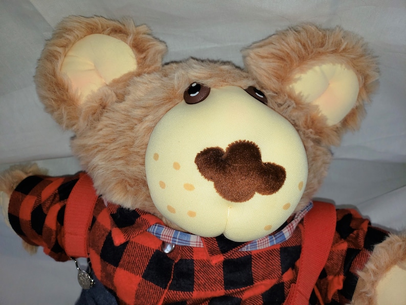 Vintage Farrell Furskins Teddy Bear 1983 1984 Jeans Red Plaid Shirt 23 ...