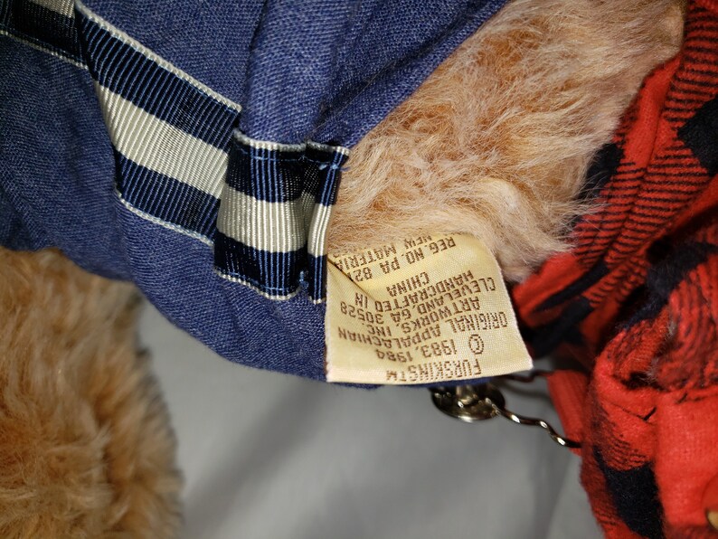Vintage Farrell Furskins Teddy Bear 1983 1984 Jeans Red Plaid Shirt 23 ...