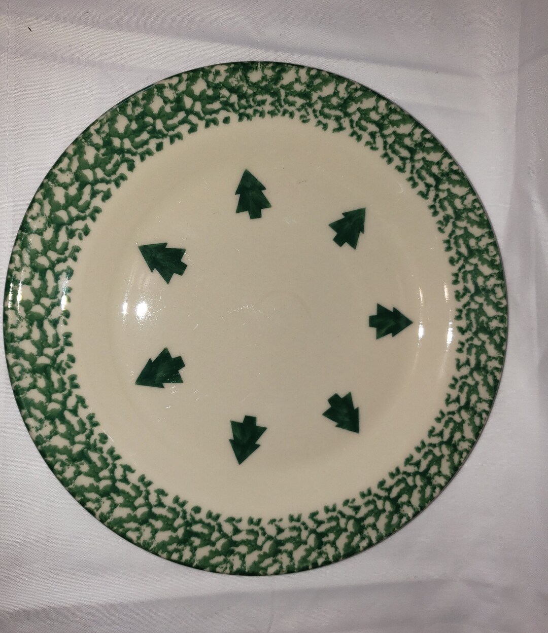 Roseville Spongeware Green Tree Design by Gerald E Henn 10" Dinner ...