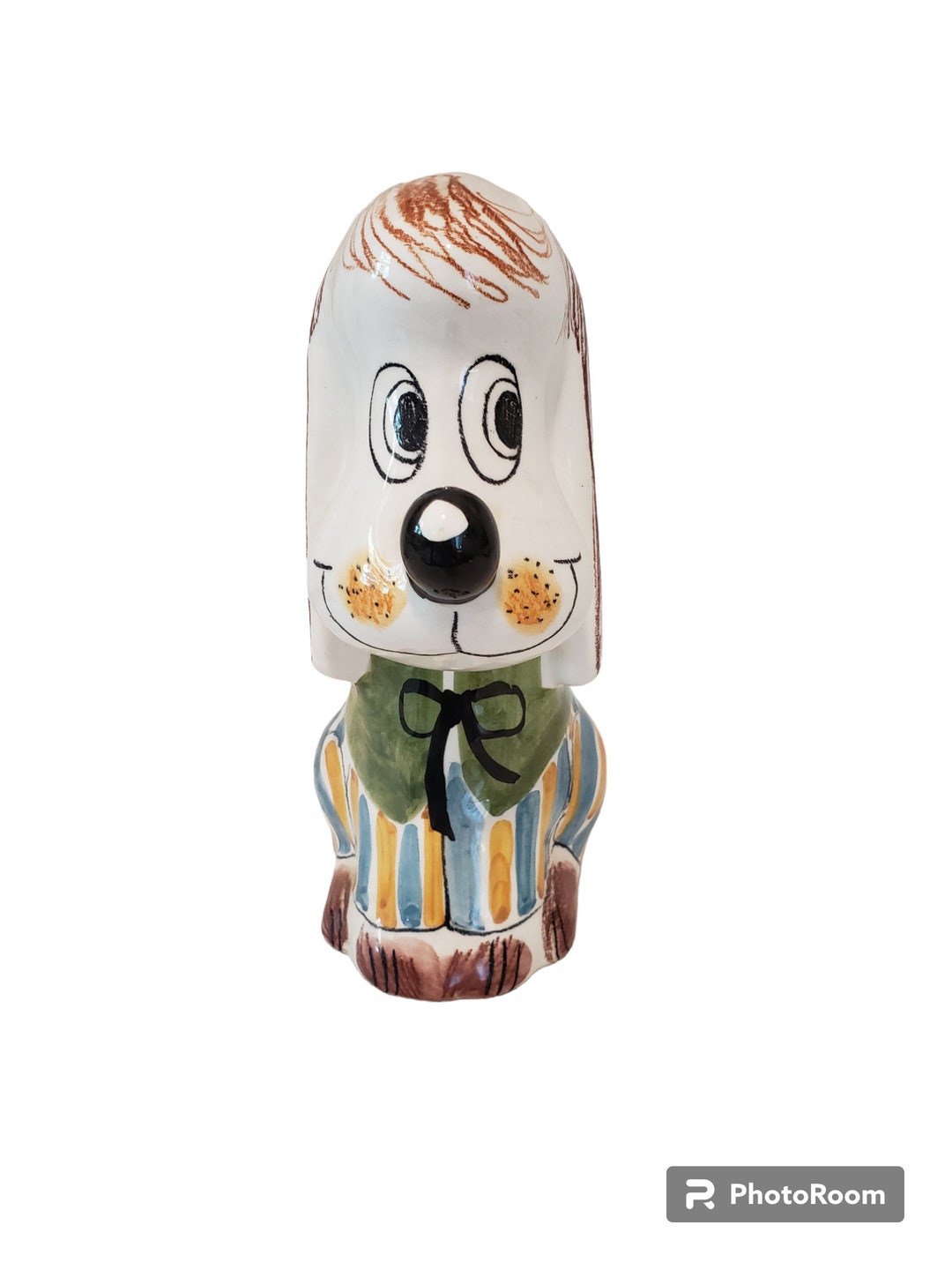 Vintage Ceramic Puppy Dog Coin Bank Made in Italy Hand Painted MCM 8.5 ...
