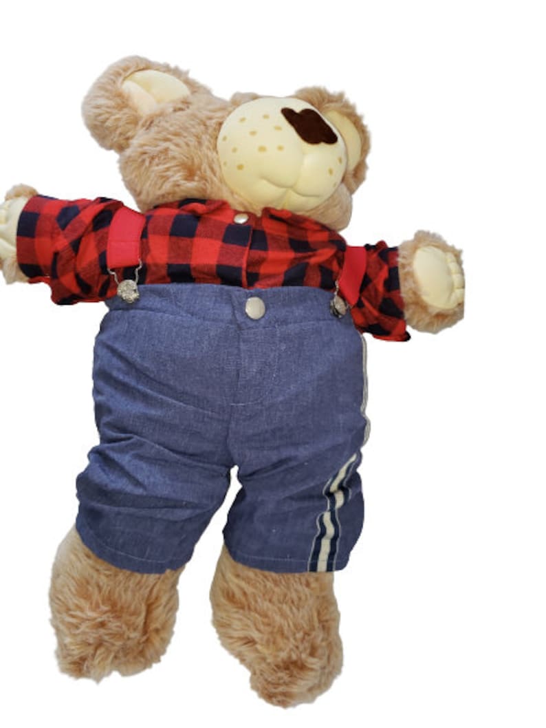 Vintage Farrell Furskins Teddy Bear 1983 1984 Jeans Red Plaid Shirt 23 ...